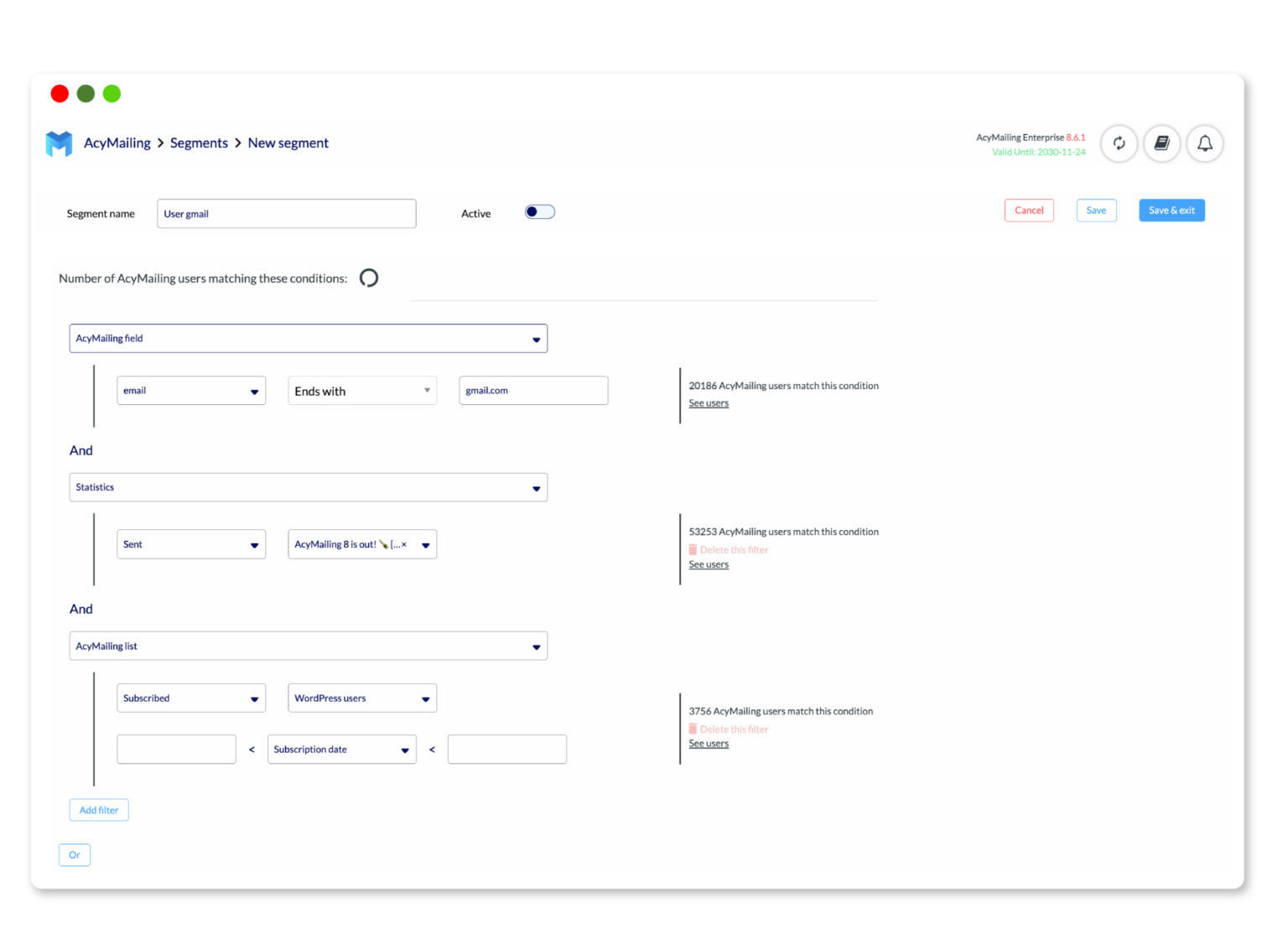 Segments and automations – AcyMailing – Email marketing platform